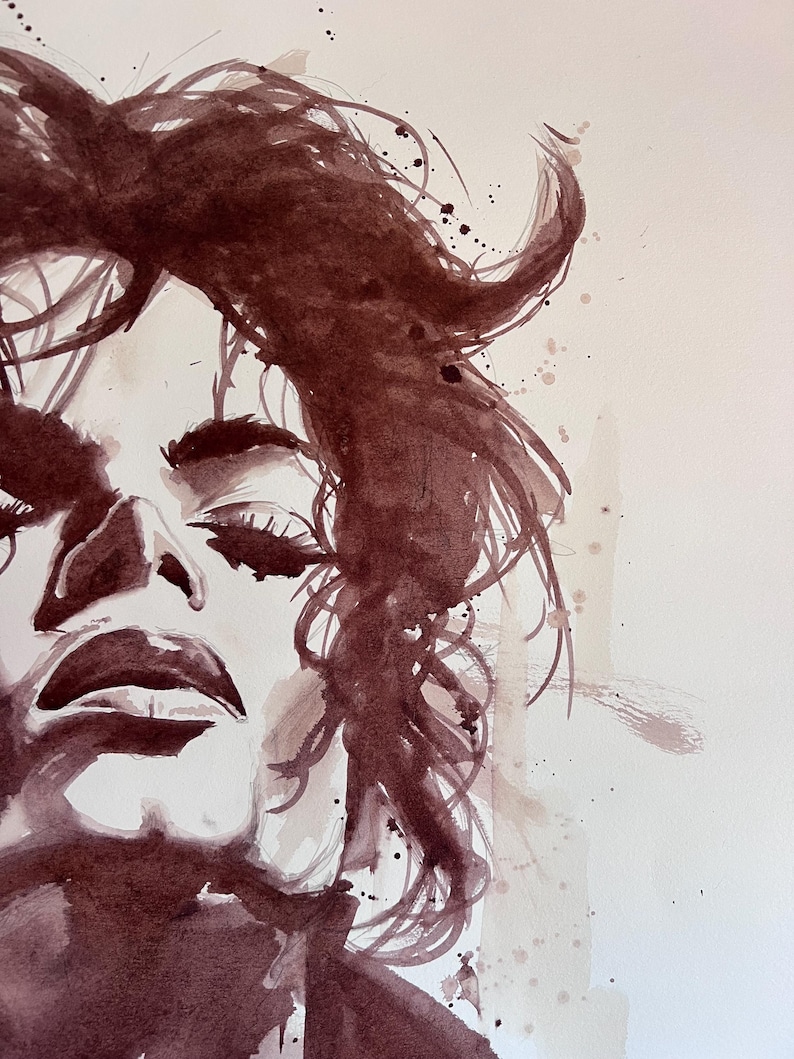 Michael Jackson Wine Painting Portrait, Expressive Pop Art Wall Decor ...
