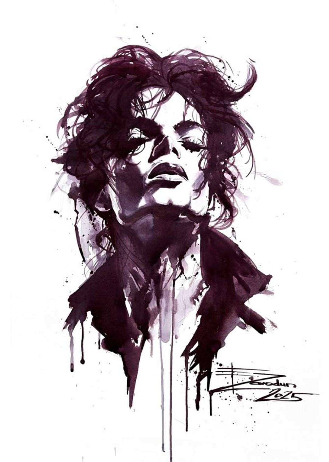 Michael Jackson Wine Painting Portrait, Expressive Pop Art Wall Decor ...