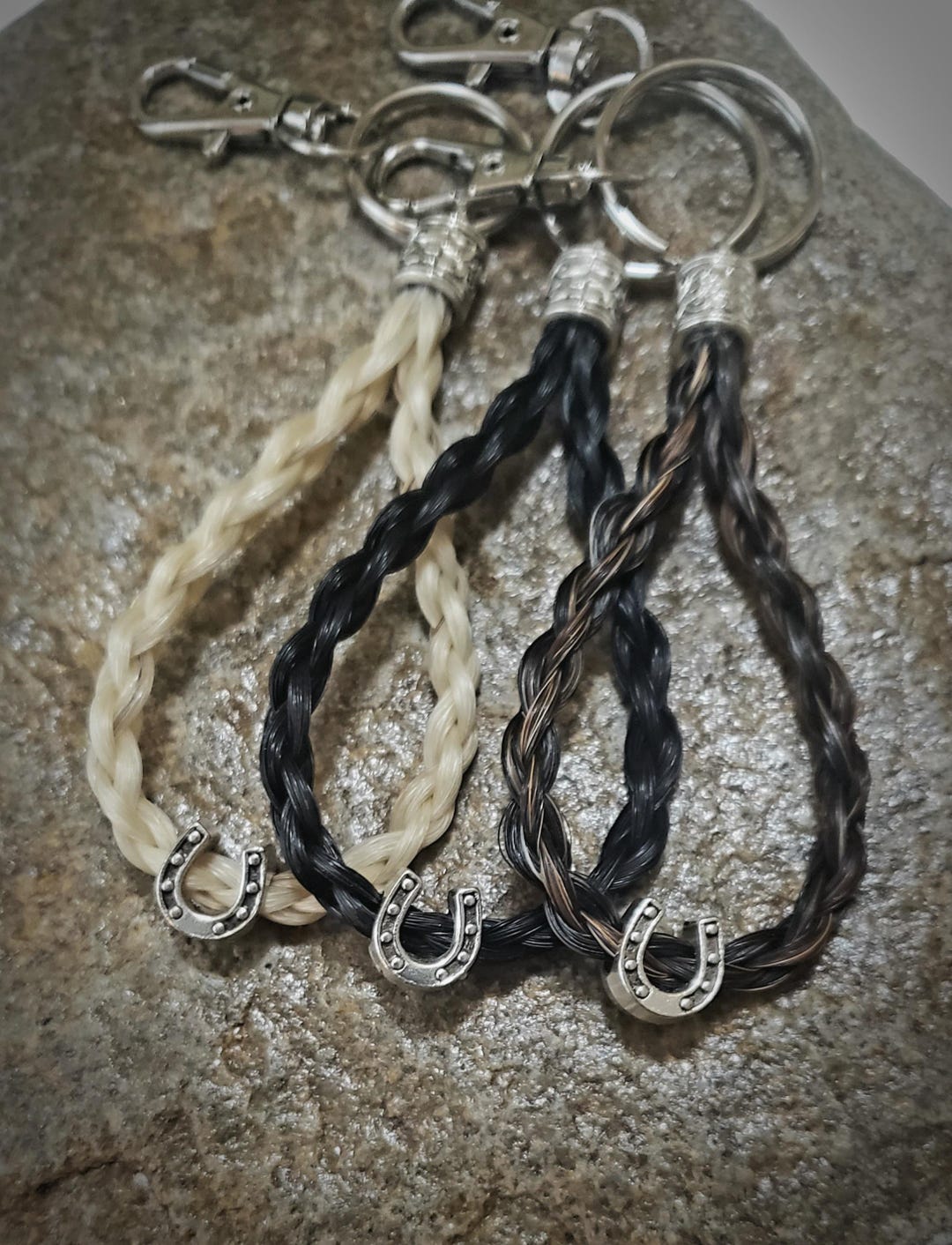 Custom Horse Hair Key Chain Fob Horseshoe Bead Gift Boxed Horse Hair ...