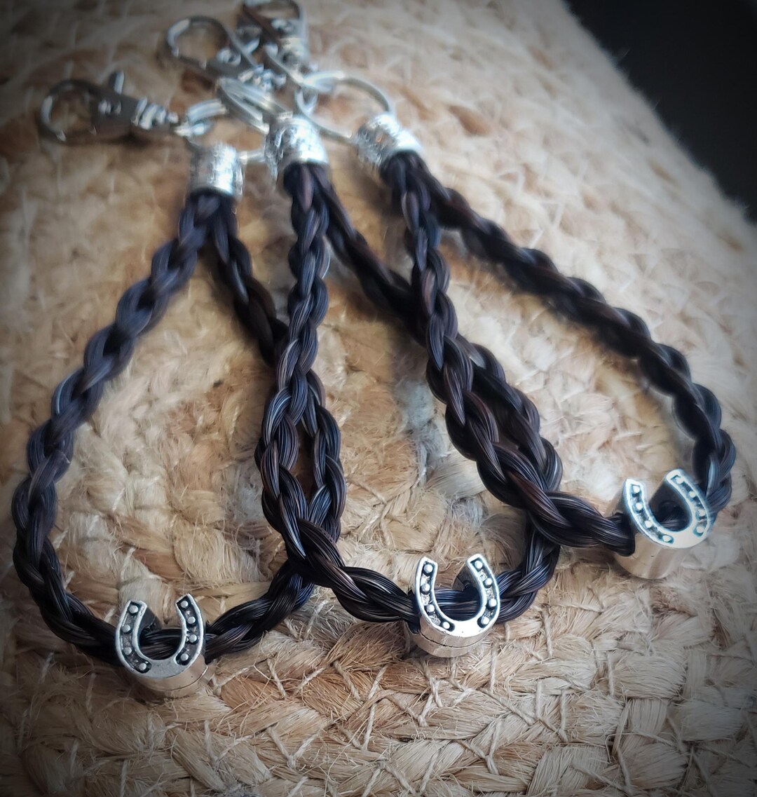 Custom Horse Hair Key Chain Fob - Horseshoe Bead - Gift Boxed Horse ...