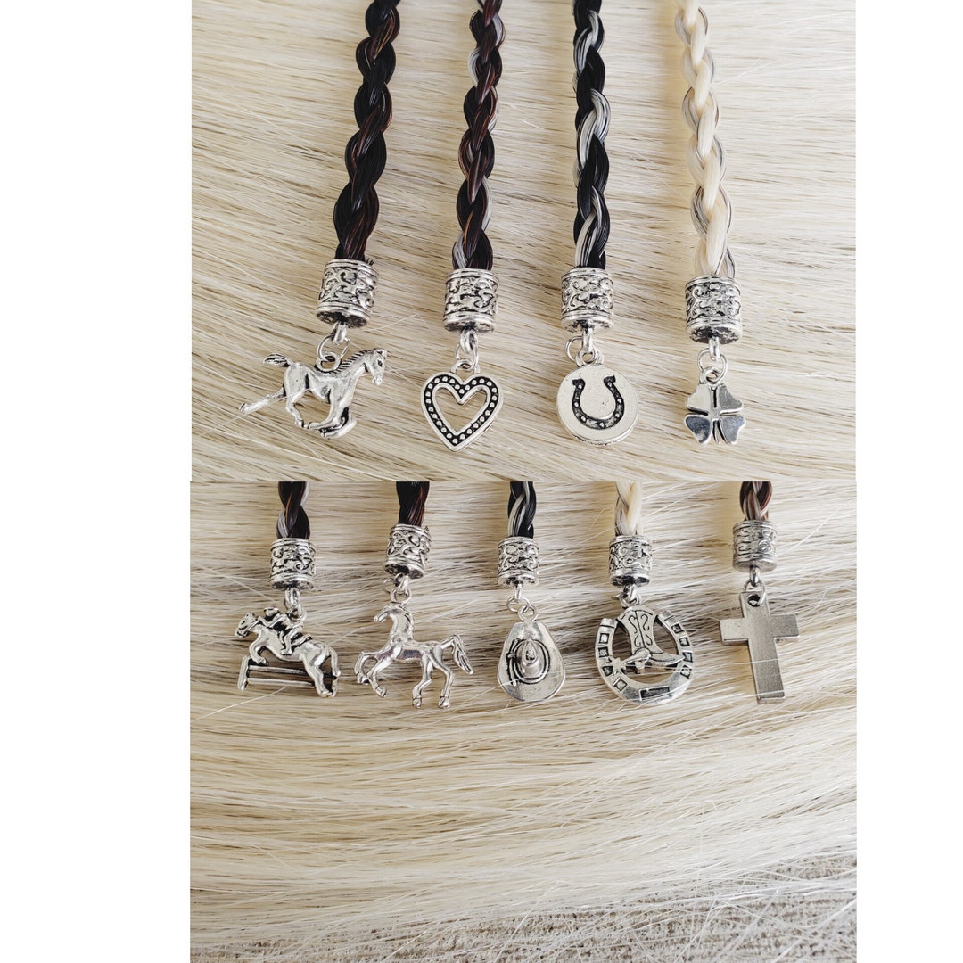 Custom Horse Hair Key Chain Choose Charm - Heart Horse Horseshoe ...