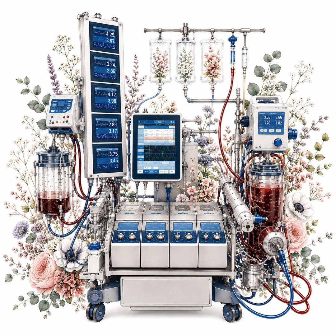 Floral Heart-lung Machine Art | Perfusionist, CVOR, Cardiac Surgery ...