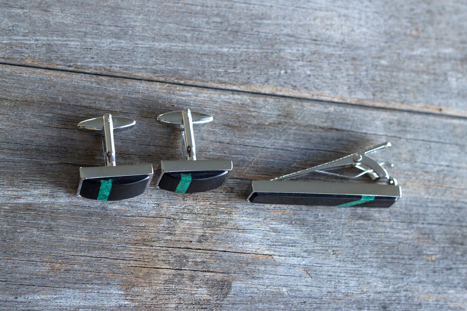 Malachite Tie Bar Cufflinks Set Wedding Cufflinks Set - Etsy
