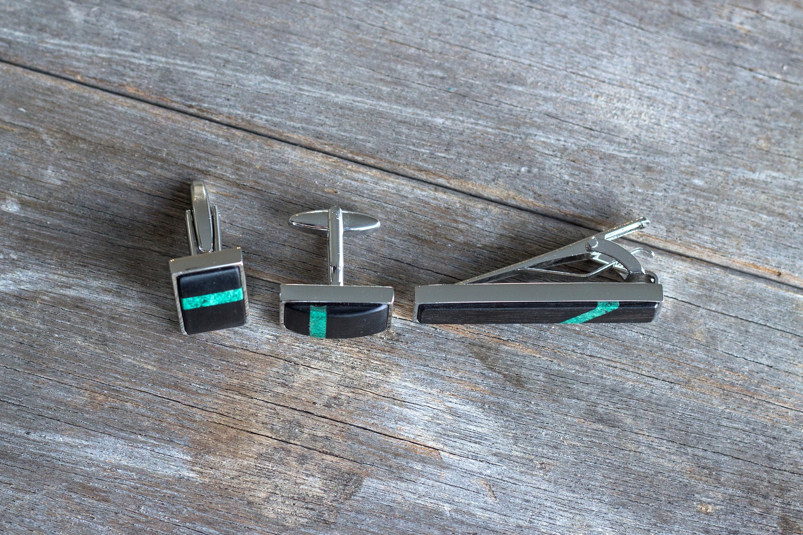 Malachite Tie Bar Cufflinks Set Wedding Cufflinks Set - Etsy
