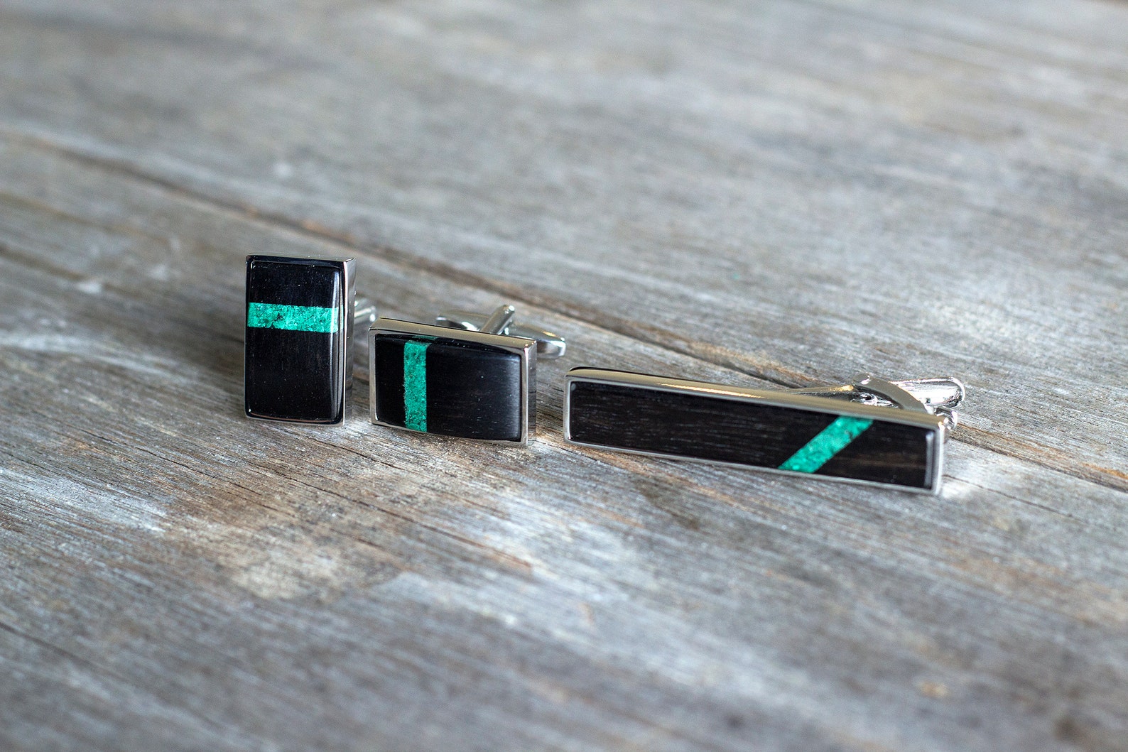 Malachite Tie Bar Cufflinks Set Wedding Cufflinks Set - Etsy