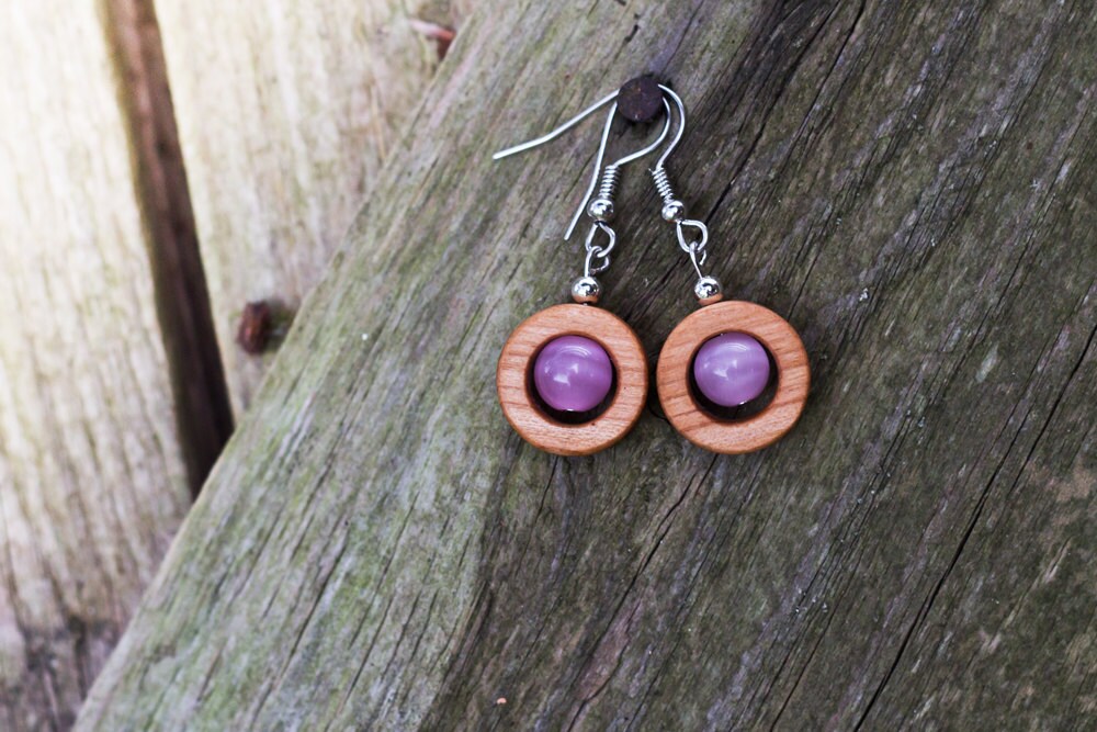 Wooden Earrings, Wooden Jewelry, Wooden Earrings, Gift for Her, Cherry ...