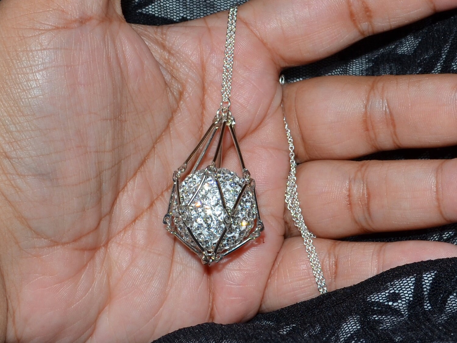 HUGE 22mm 1 Inch Pave Crystal Disco Ball Bead in a Silver | Etsy