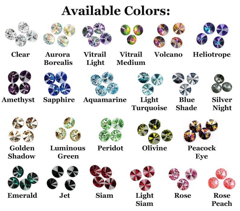 14mm Swarovski Crystal Light Vitrail Rhinestone Rivoli and - Etsy