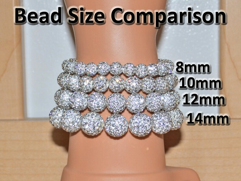 White Pave Crystal Ball Bead Stretch Bracelet - 8mm - 0824B - Etsy