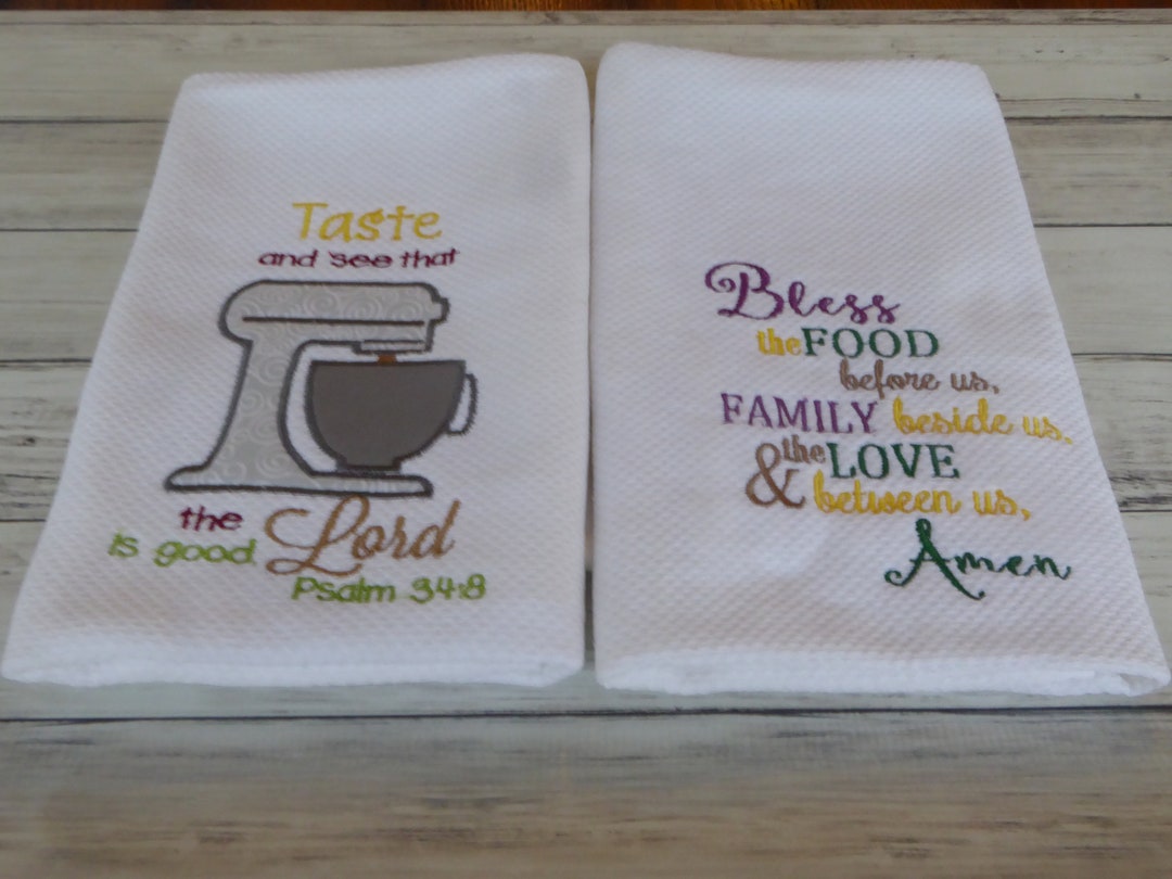 Kitchen Towel, Christian Themed Dish Towel, Custom Embroidered Kitchen ...