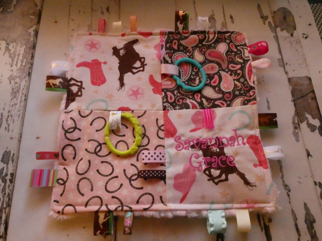 Western Baby Crinkle Toy, 10x10 Crinkle Blanket, Baby Shower Gift ...