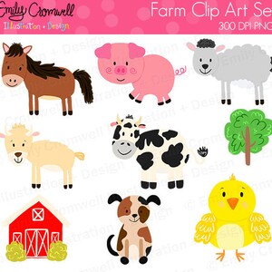 Farm Digital Clipart Barnyard Clipart Farm Animals Cow - Etsy