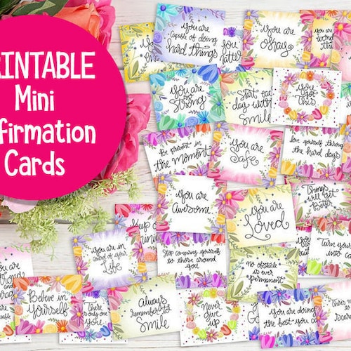 Printable Positivity Cards Inspirational Words Encouragement - Etsy
