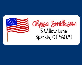 Address Labels American Flag - Etsy