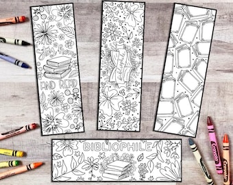 Coffee and Books Bookmarks 4 Printable Coloring Bookmarks Coffee ...
