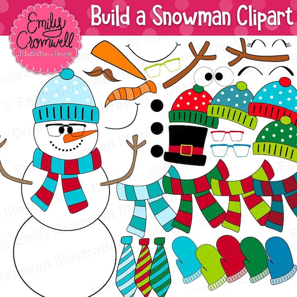 Snowman Clipart - Etsy