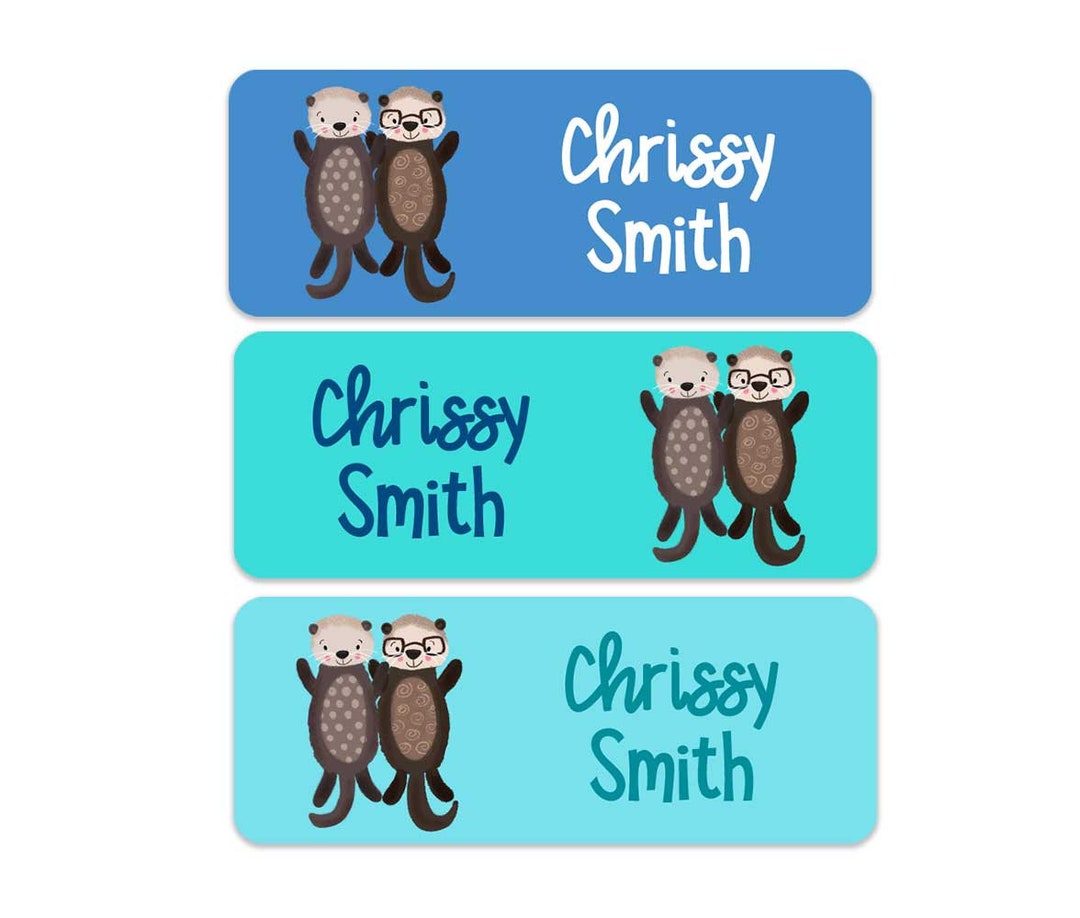 Otter Name Labels Name Labels Kids School Name Labels - Etsy