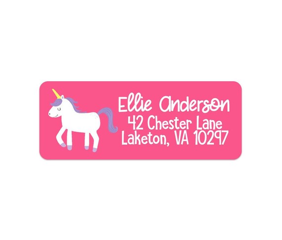 Unicorn Address Labels Girls Address Labels Unicorn Return | Etsy
