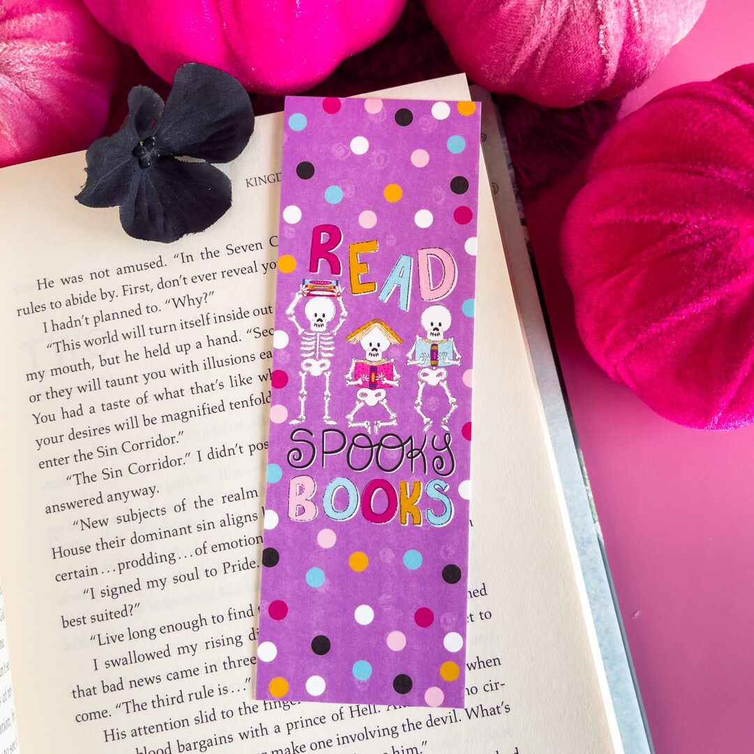 Read Spooky Books Skeleton Bookmark Halloween Bookmark Matte Bookmark ...