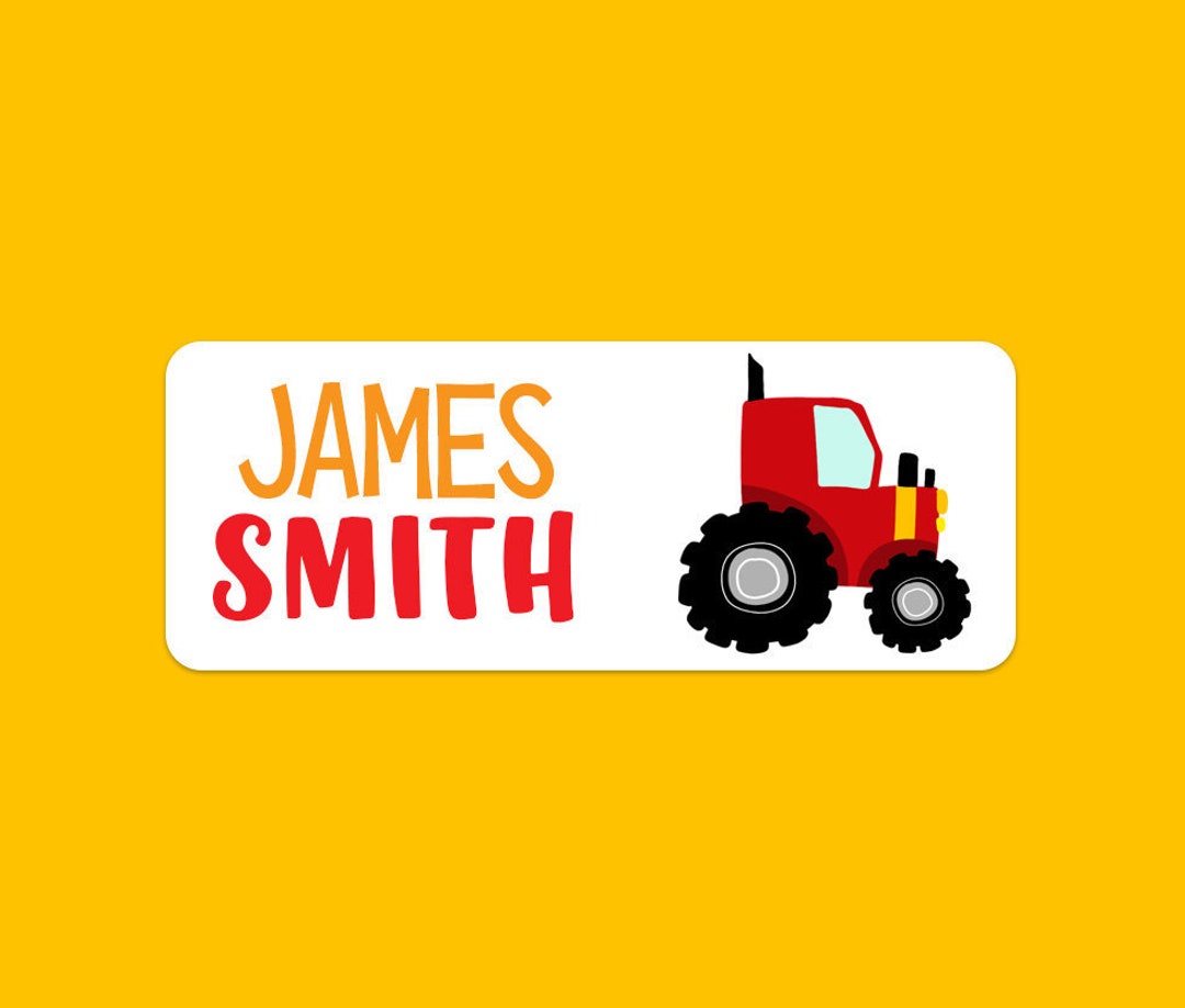 Tractor Name Labels Boys Name Labels Kids School Labels Personalized ...