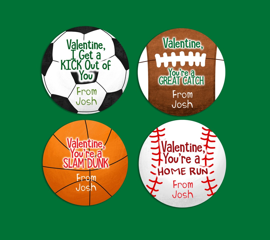 Valentine's Day Stickers - Sports Valentine Stickers - Soccer ...