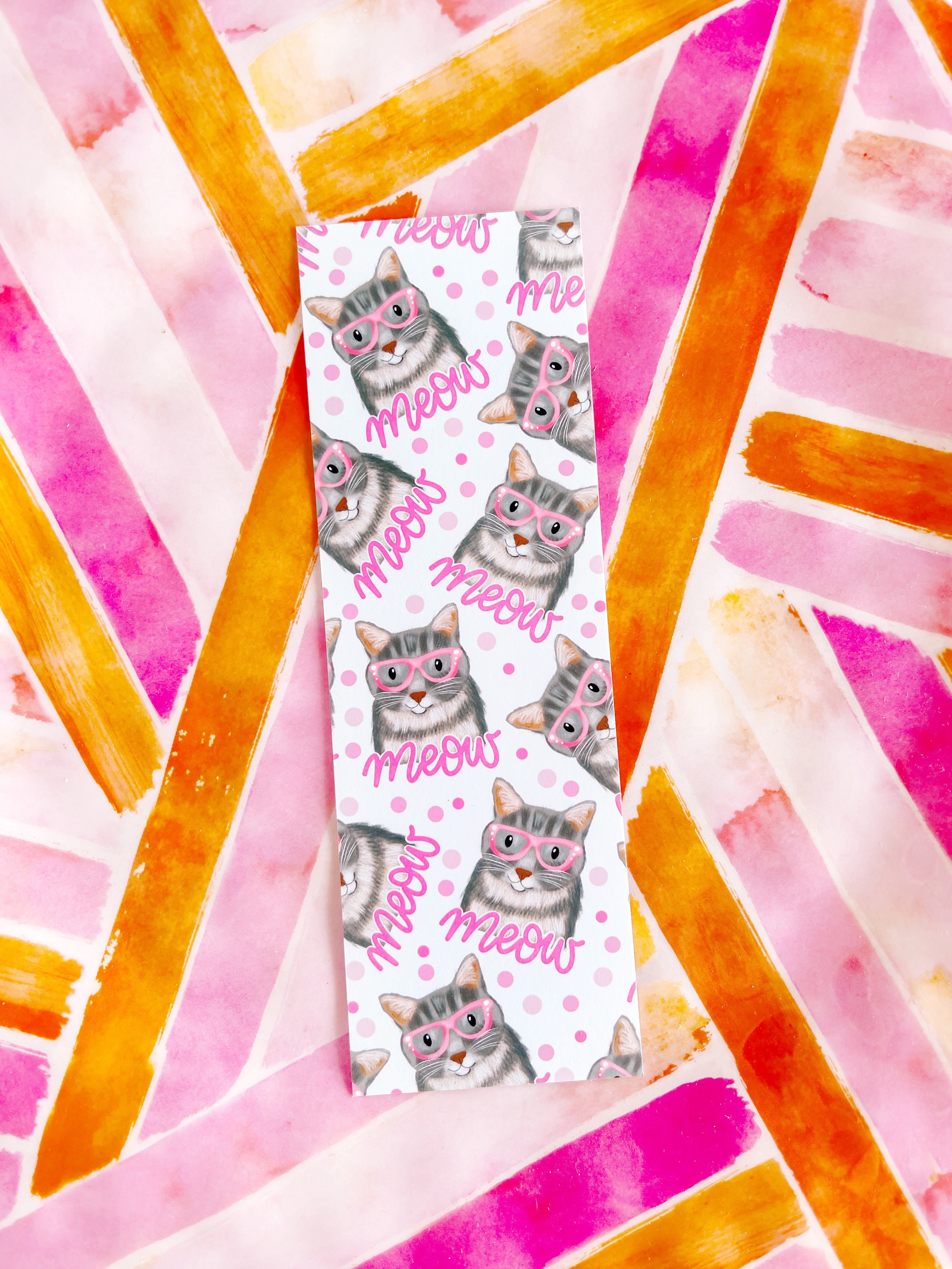 Pink Meow Bookmark Matte Bookmark Cat Bookmark Bookworm | Etsy