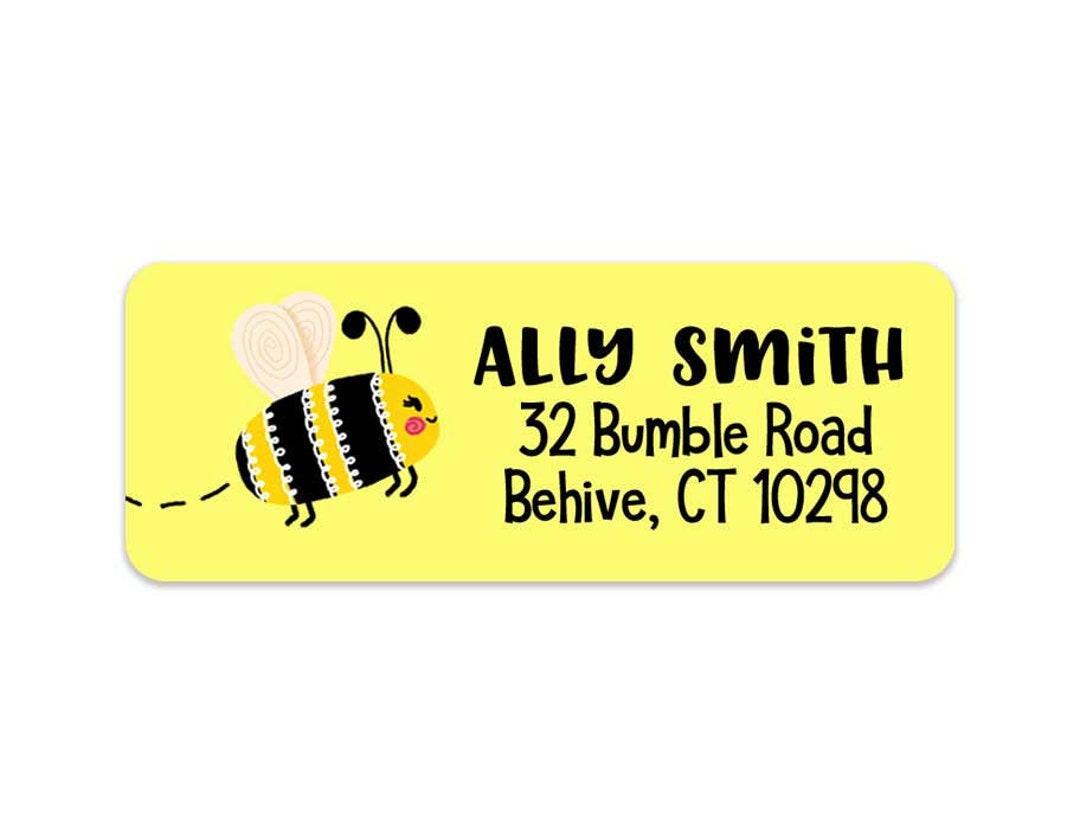 Bumble Bee Address Labels - Girls Address Labels - Butterfly Return ...