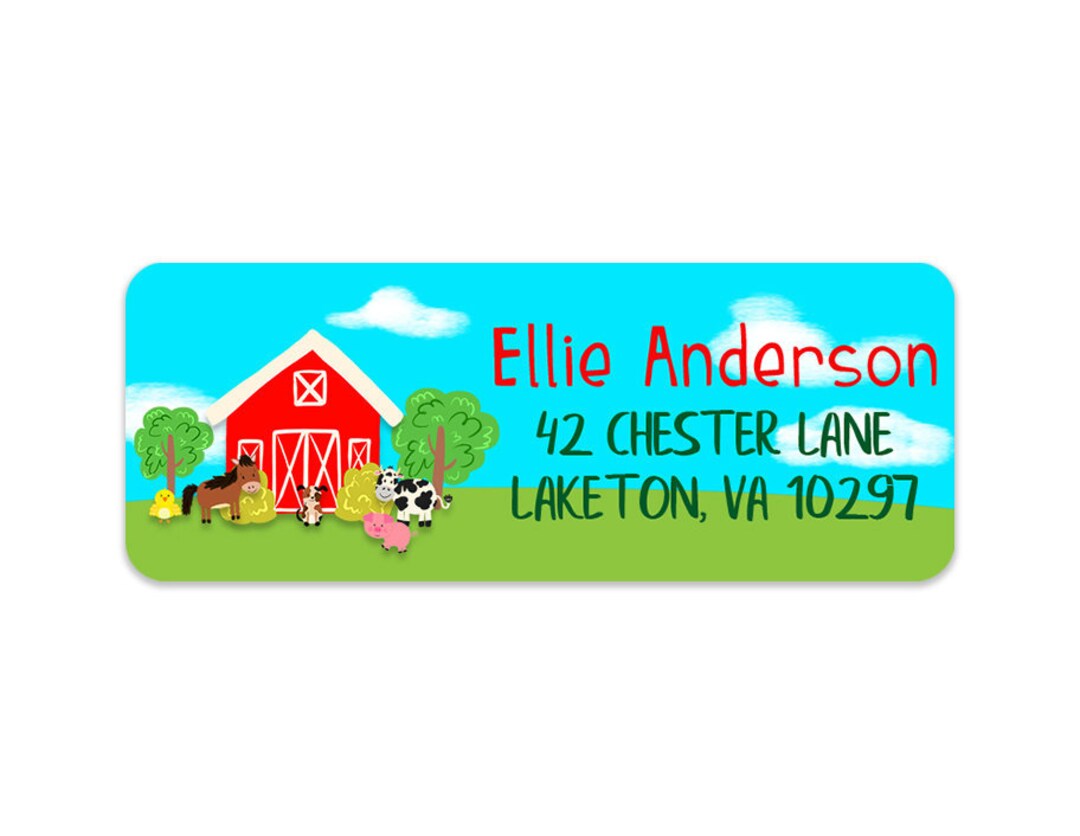 Kids Farm Address Labels Girls Address Labels Farm Return Address Kids ...