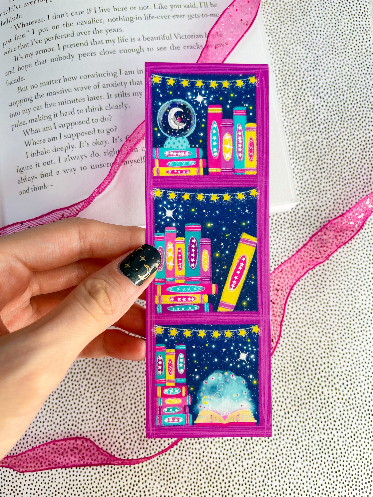 Celestial Bookshelf Bookmark Matte Bookmark Cute Bookmark - Etsy