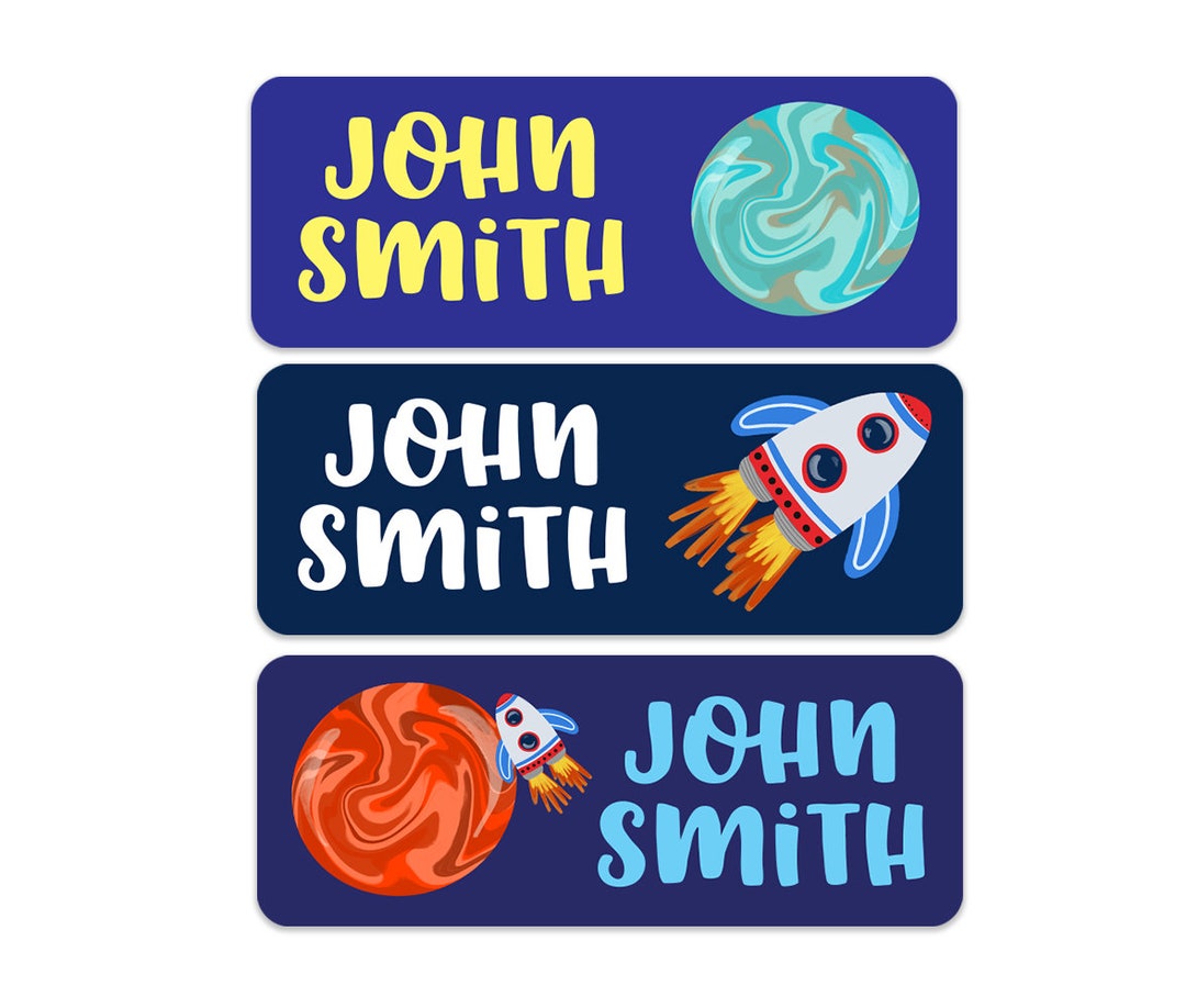Outer Space Name Labels - Boys Name Labels - Kids School Labels ...