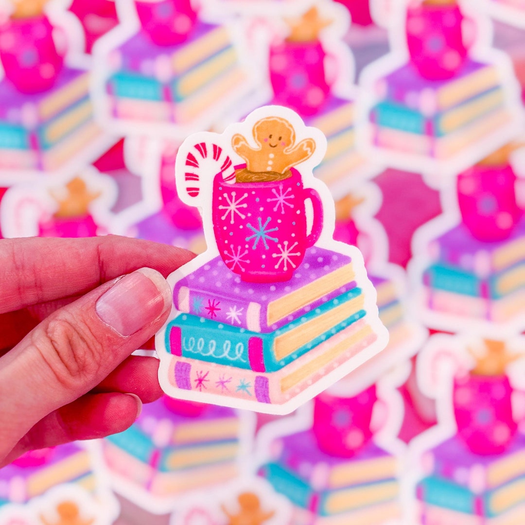 Gingerbread Book Stack Vinyl Sticker, Book Lover, Laptop Sticker, Gifts ...