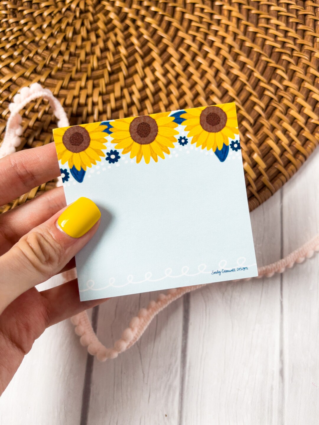 Sunflower Sticky Notes 3 X 3 Floral Notepad - Etsy