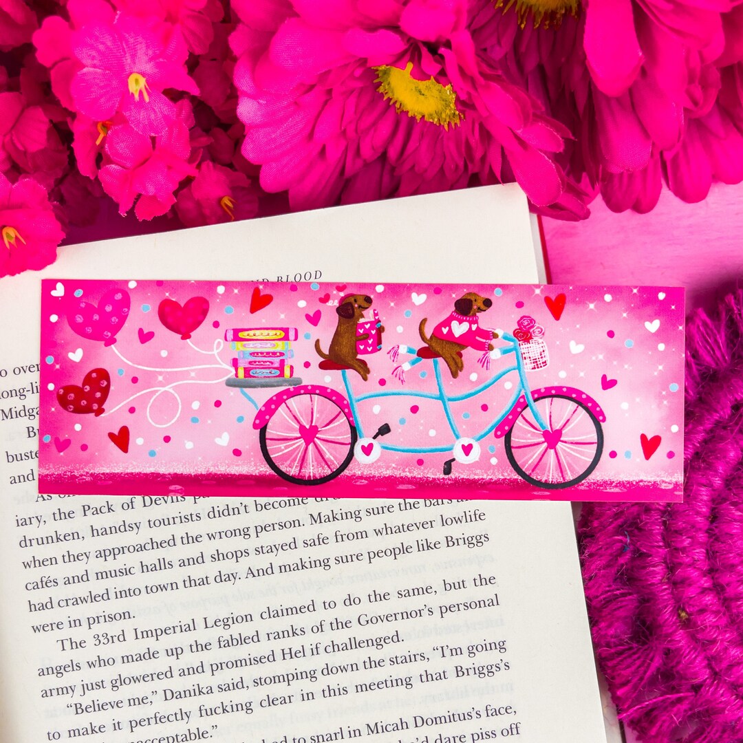 Bike Riding Dogs Bookmark - Cute Bookmark - Dog Bookmark - Etsy