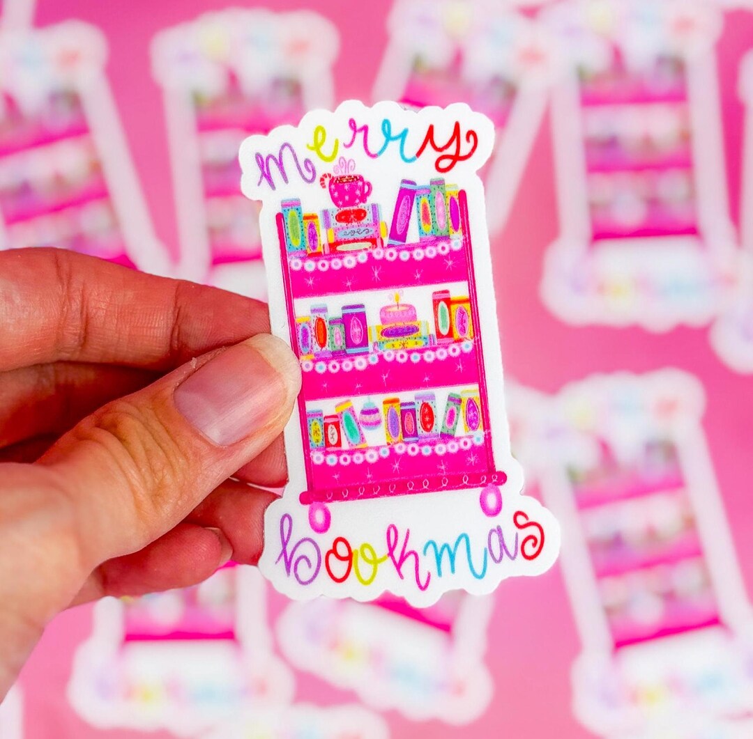 Merry Bookmas TBR Cart Vinyl Sticker, Bookish Vinyl Decal, Christmas ...