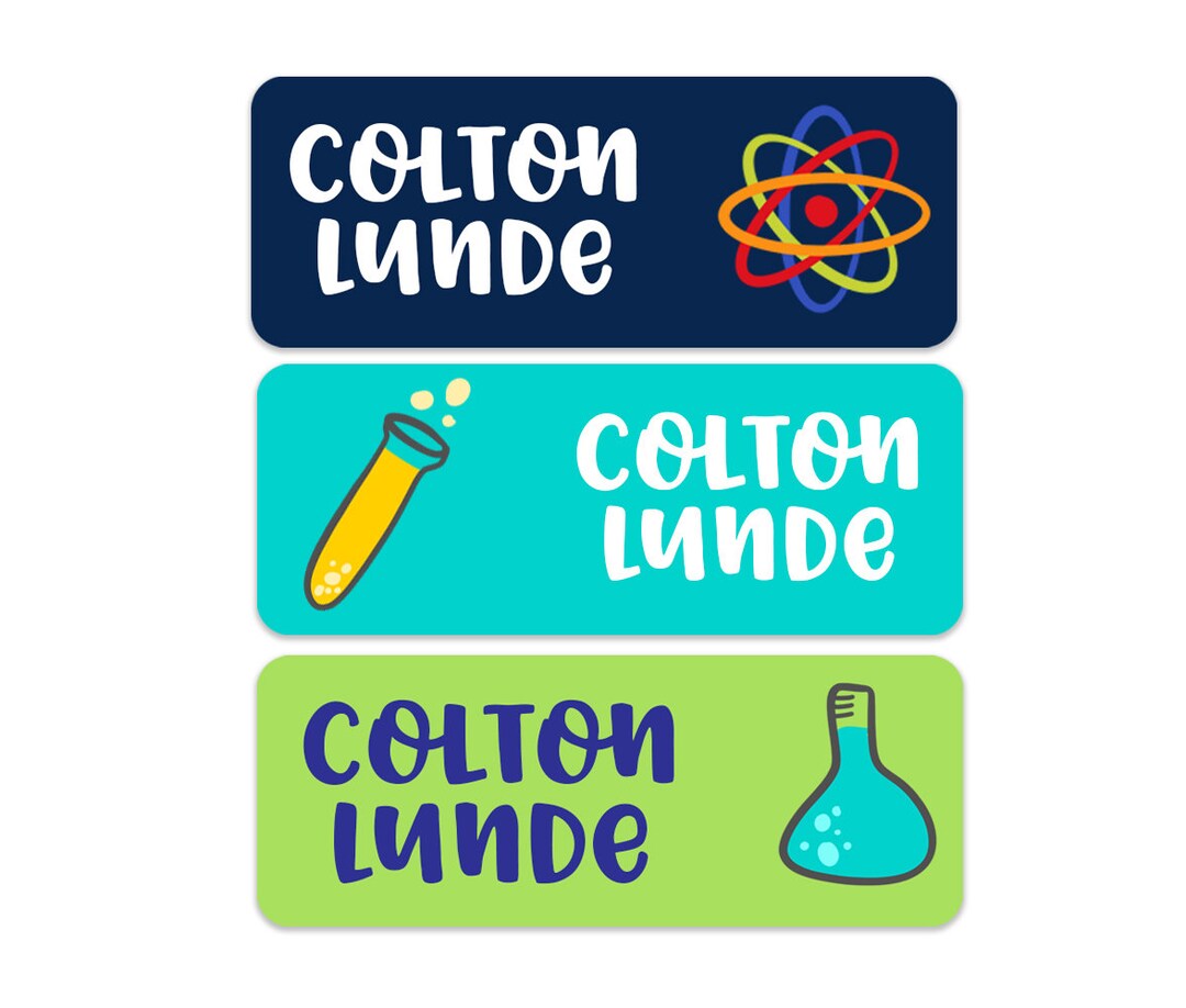 Science Name Labels Boys Name Labels Kids School Labels - Etsy