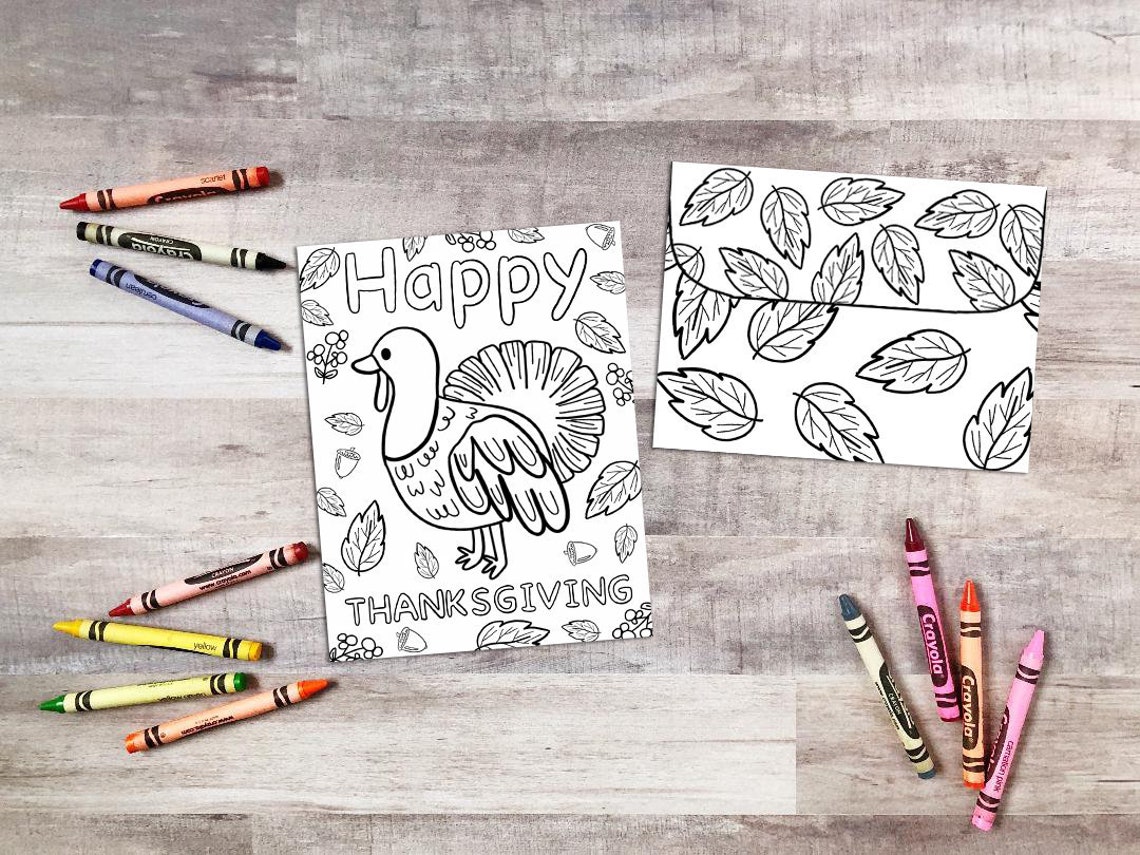 Printable Thanksgiving Card Coloring Thanksgiving Card | Etsy
