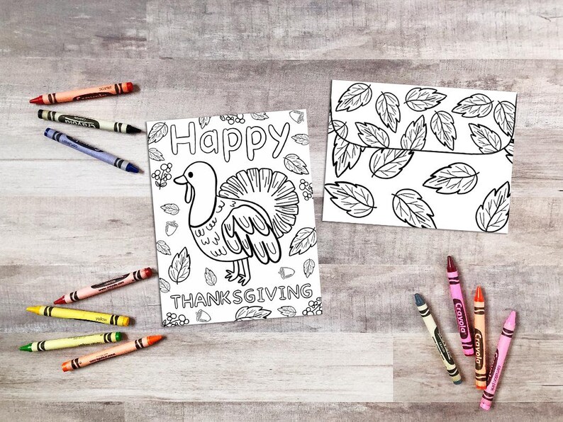 Printable Thanksgiving Card Coloring Thanksgiving Card | Etsy