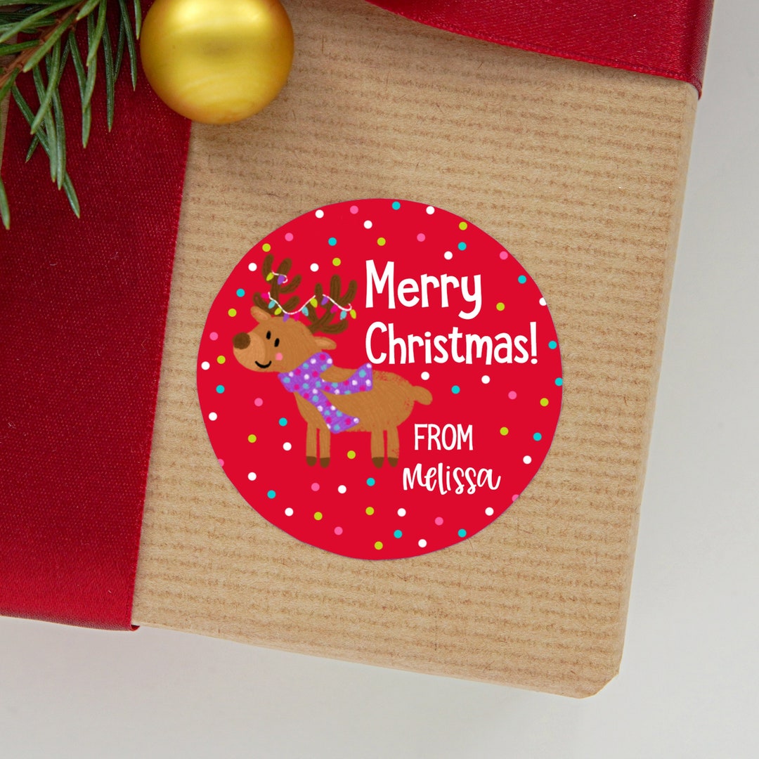 Christmas Reindeer Stickers - Christmas Favor Stickers - Personalized ...