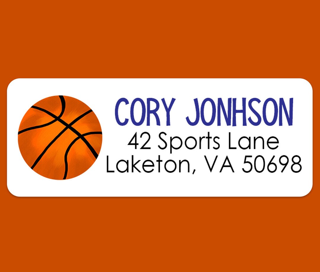 Basketball Address Labels Kids Address Labels Sports Return Address ...