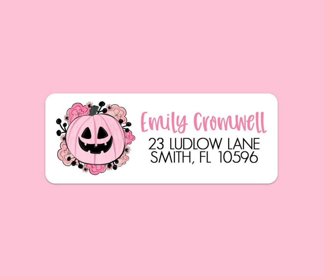 Pink Pumpkin Address Labels Halloween Address Labels Halloween Return Address October Stickers ...