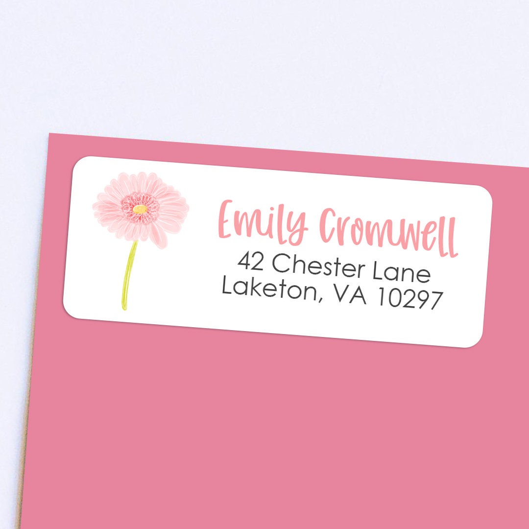 Pink Flower Address Labels Return Address Label Personalized Floral ...