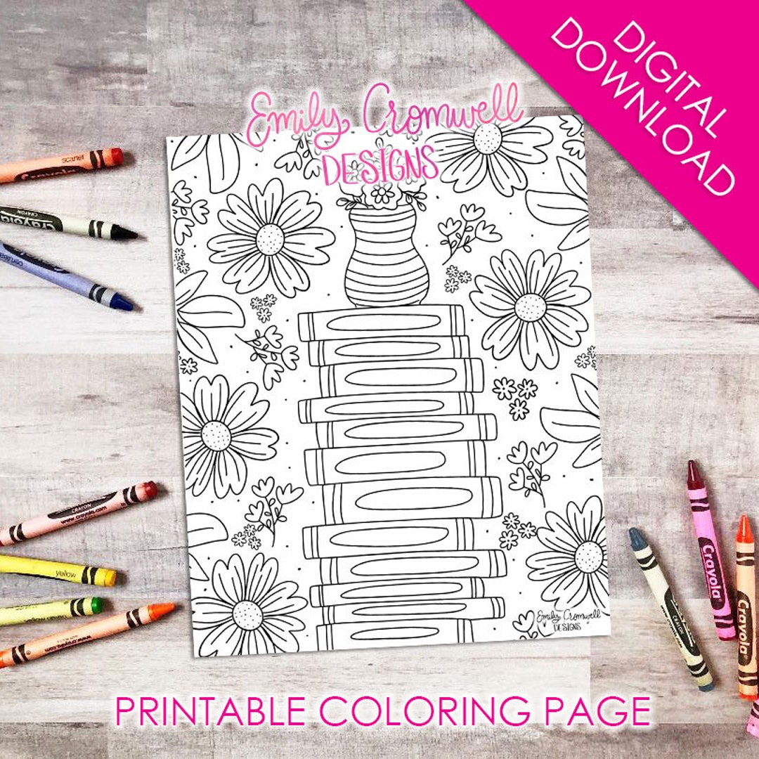 Book Stack Coloring Page JPEG (digital Download), Bookish Coloring Page ...