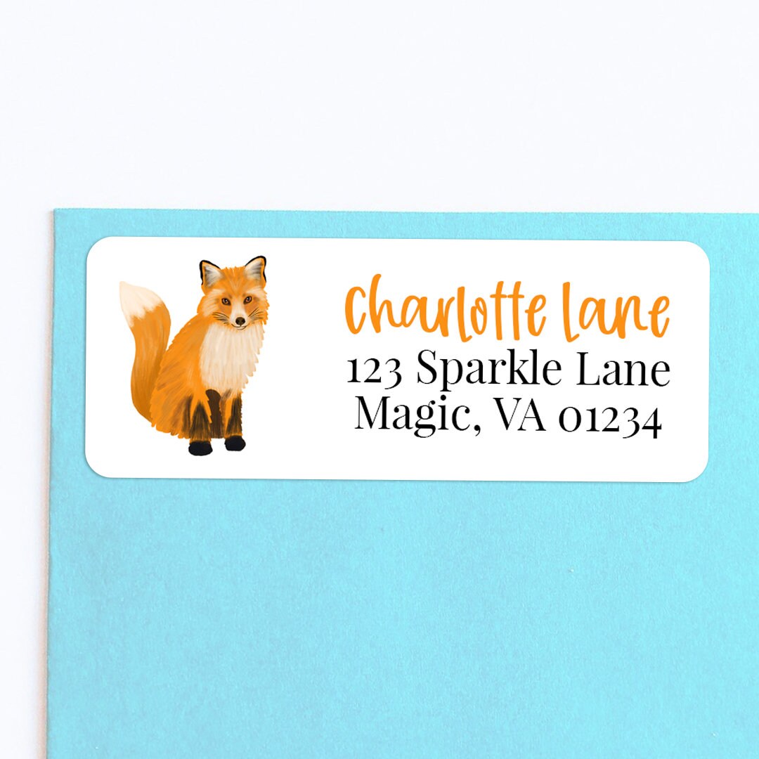 Fox Return Address Labels, Pretty Address Labels, Cute Address Labels ...