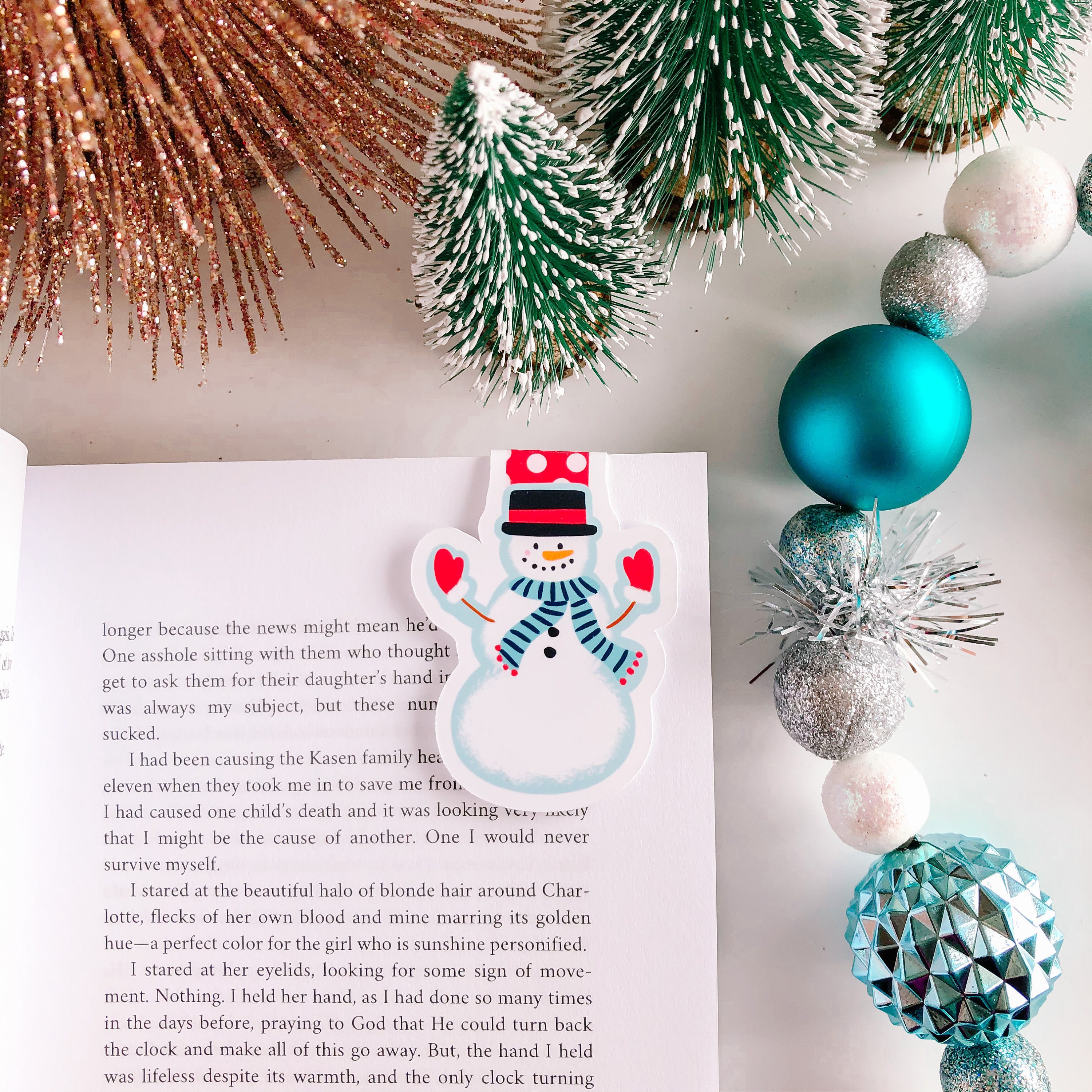 Snowman Magnetic Bookmark Christmas Bookmark Bookstagram - Etsy