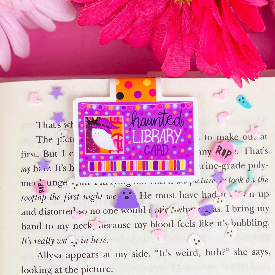 Haunted Library Card Magnetic Bookmark - Magnetic Bookmark - Halloween ...