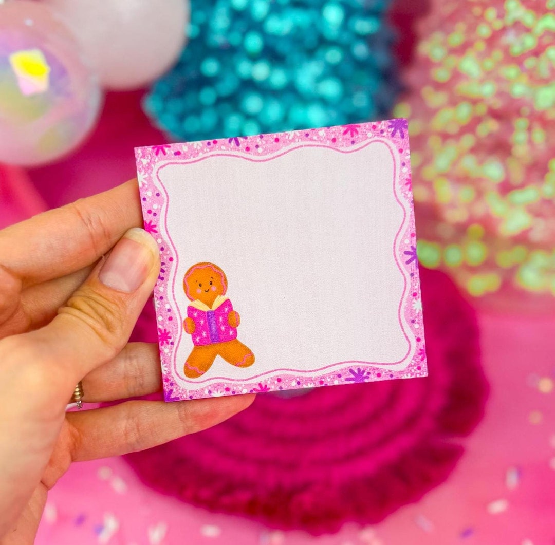 Reading Gingerbread Sticky Notes 3" X 3" - Bookworm Gift - Notepad - Etsy