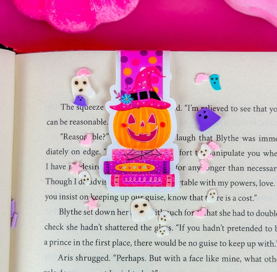 Orange Jack-o-lantern Book Stack Magnetic Bookmark - Magnetic Bookmark ...