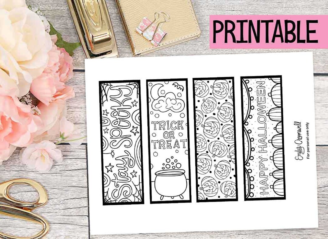 Printable Coloring Halloween Bookmarks - Set of 4 - Coloring Bookmarks ...
