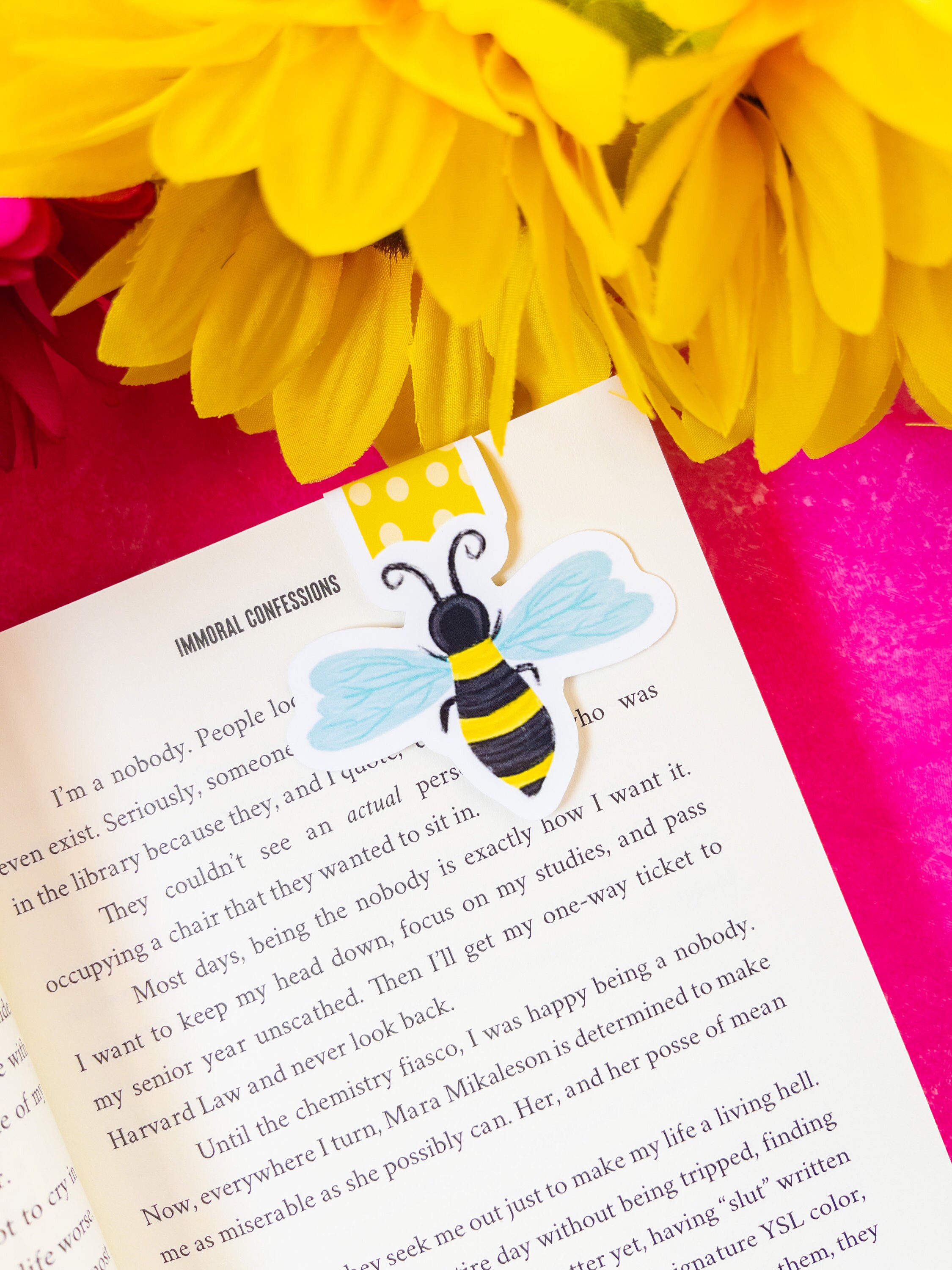 Bumble Bee Magnetic Bookmark - Cute Magnetic Bookmark - Bee Bookmark ...
