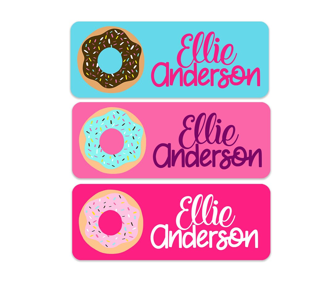 Donut Name Labels Girls Name Labels Kids School Name Labels ...